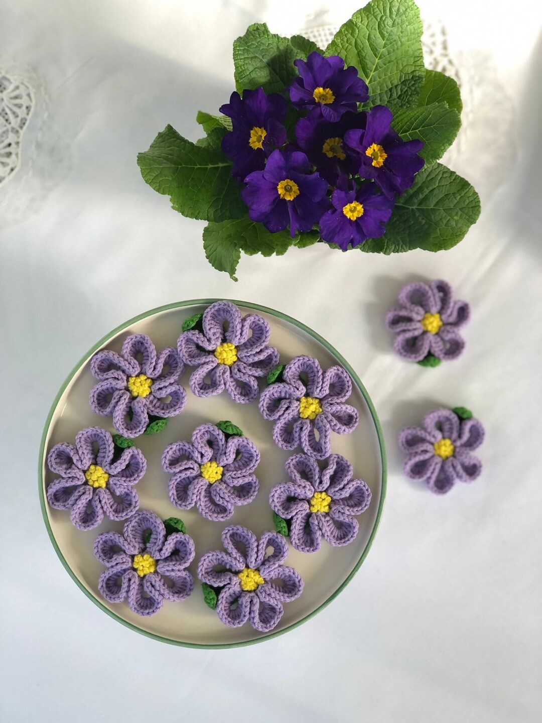 Crochet Violet Applique, Purple Flower Patch, Patches for Clothing ...