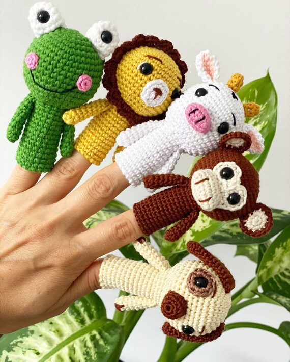Finger Puppet Set of 5 Forest Animals Finger Puppet Handmade - Etsy