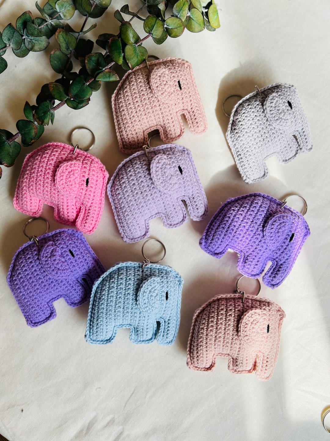 Crochet Elephant Keyring, Handmade Miniature Elepthant, Amigurumi ...
