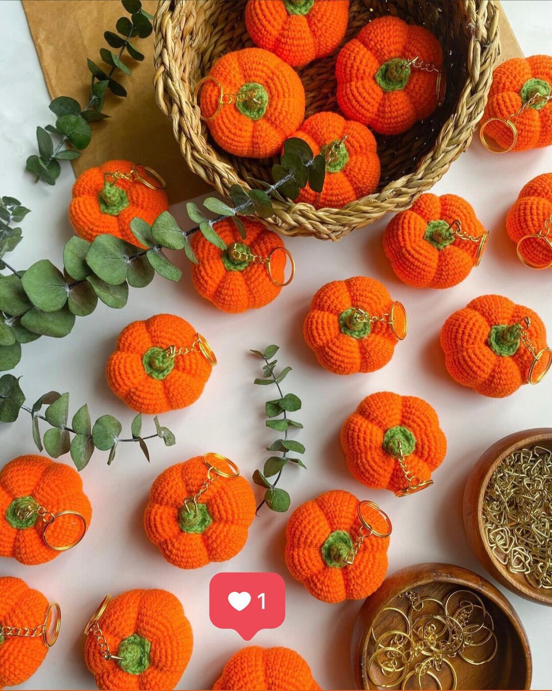 Halloween Crochet Pumpkin Keychain, Halloween Keychain, Pumpkin ...