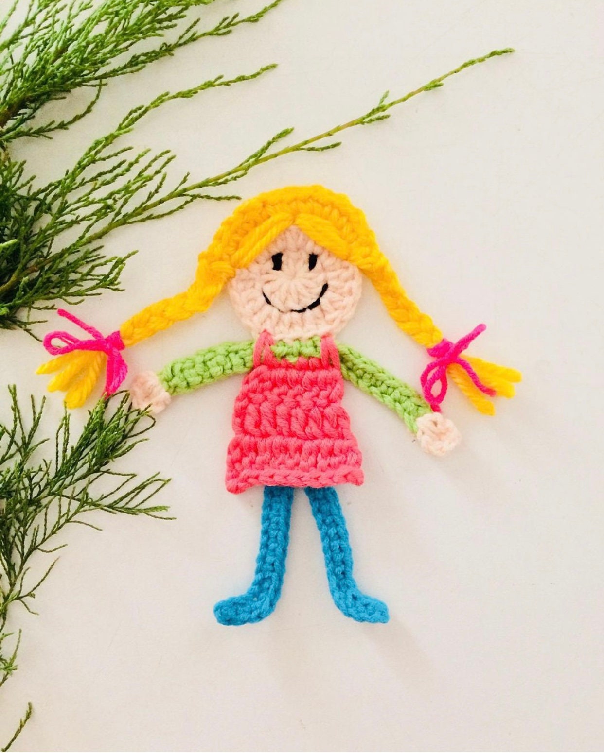 Set of 3 Crochet Girl Motif Crochet Girl Applique Design - Etsy