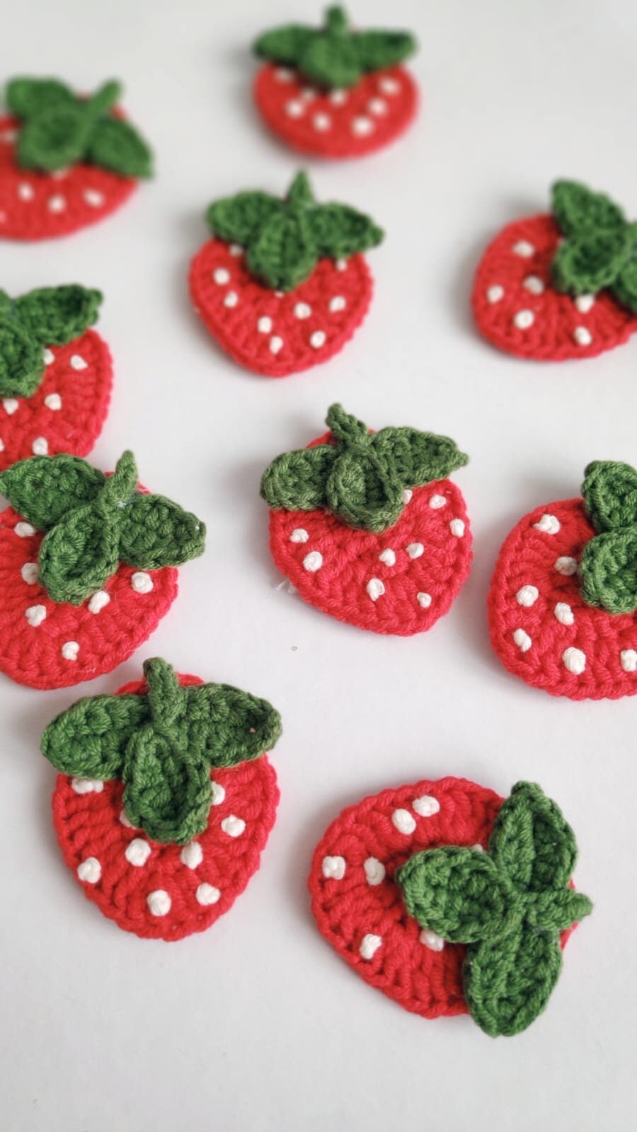 4 Pcs Strawberry Appliques 4.5 Cm, Crochet Strawberry Leaf, Berry, Red ...