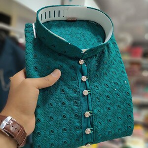 Designer New Lucknowi Chicken Embroidery Work Kurta for Men Kurta ...