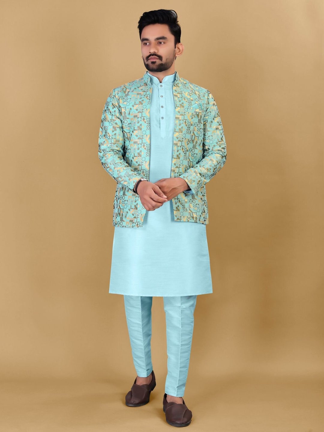 Traditional Indian Wear Long Kurta With Indian Pajama Made From Pure ...