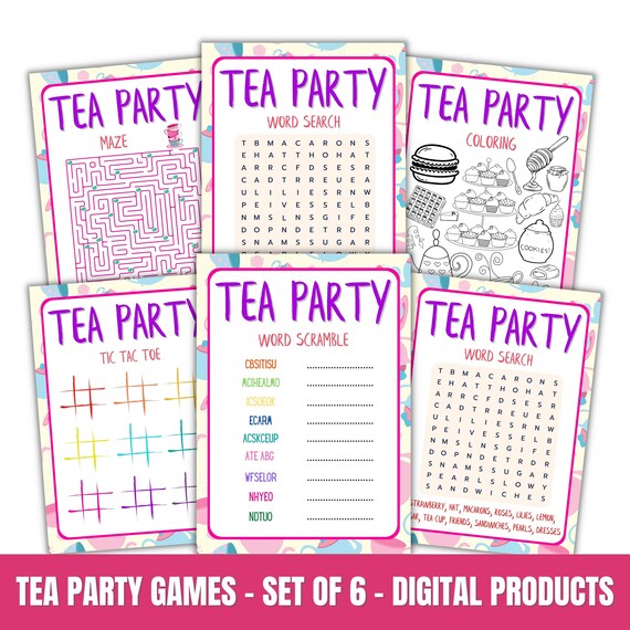 Tea Party Activity Favors Tea Activity Sheet Tea Party - Etsy