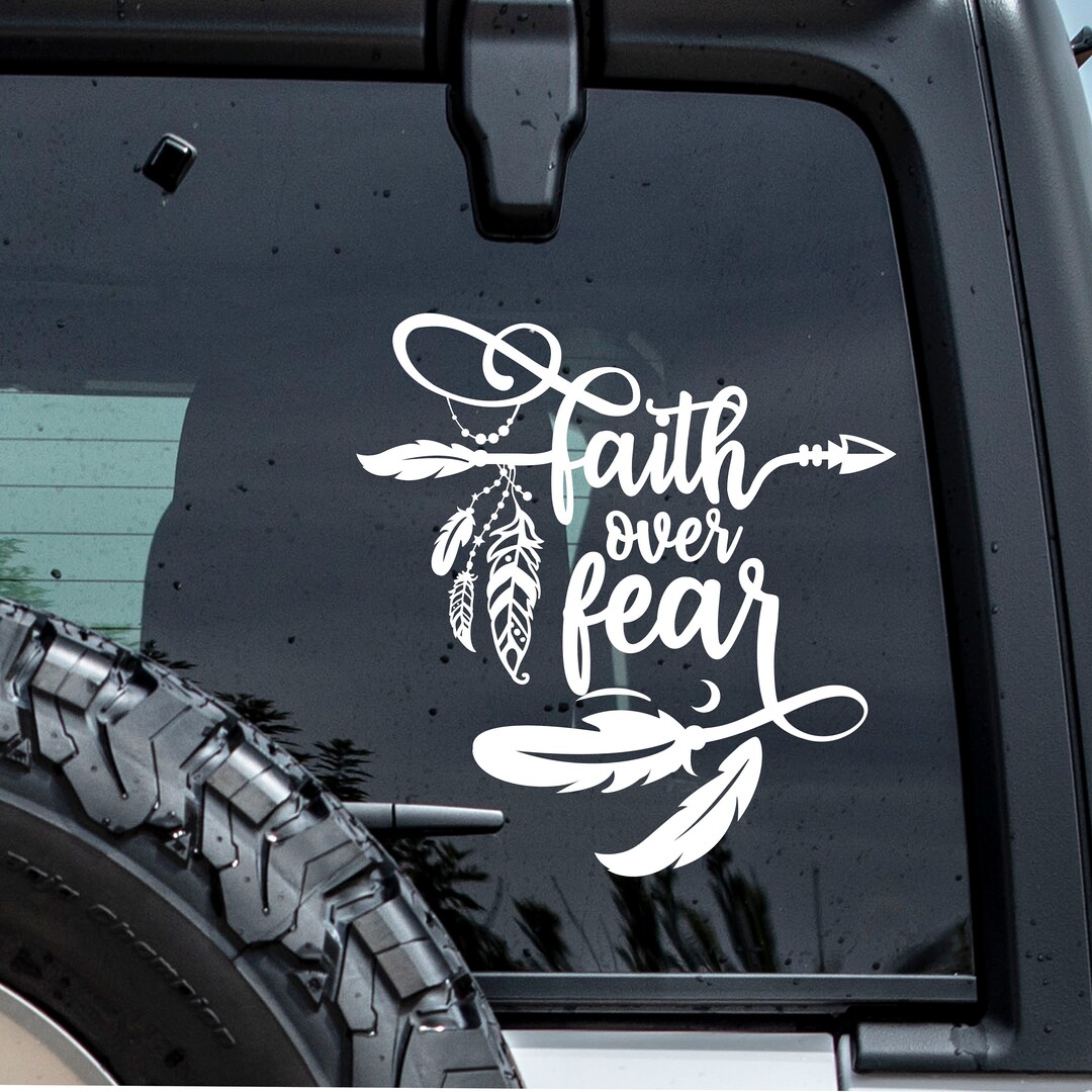 Faith Over Fear Decal, Faith Glitter Decal, Mental Health Decal ...