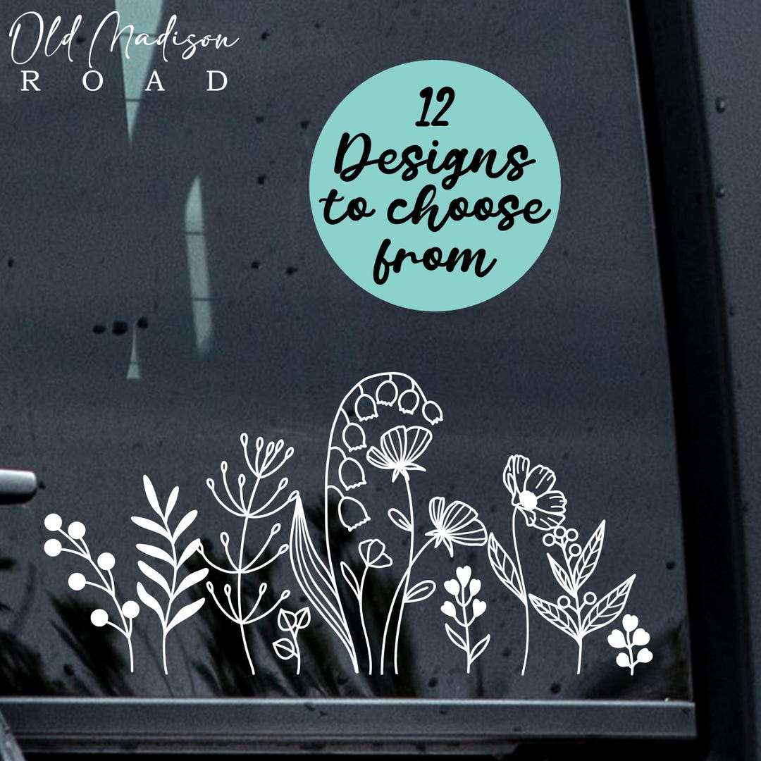 Wildflowers Decal - Wildflower Decal - Flower Border Car Decal - Floral ...