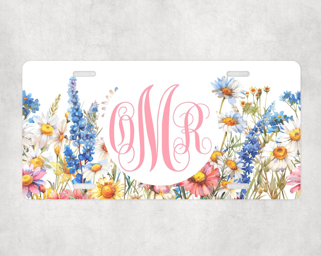 Wildflower Personalized License Plate- Monogram Car Tag - Custom Gift ...