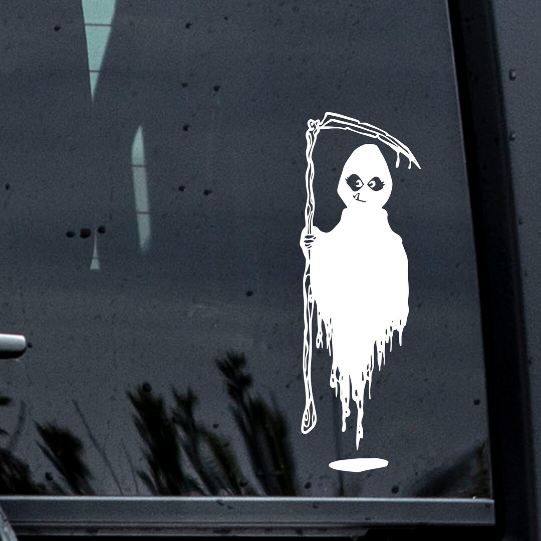 Grim Reaper Decal - Cute Grim Reaper Decal - Dark Fantasy Car Decal ...