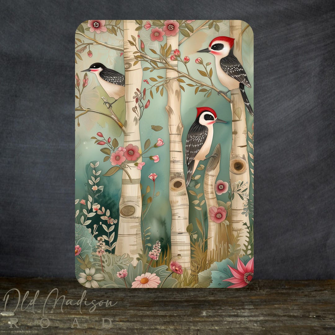 Woodpecker Sign - Songbird Sign - Bird Sign - Whimsical Songbird Metal ...