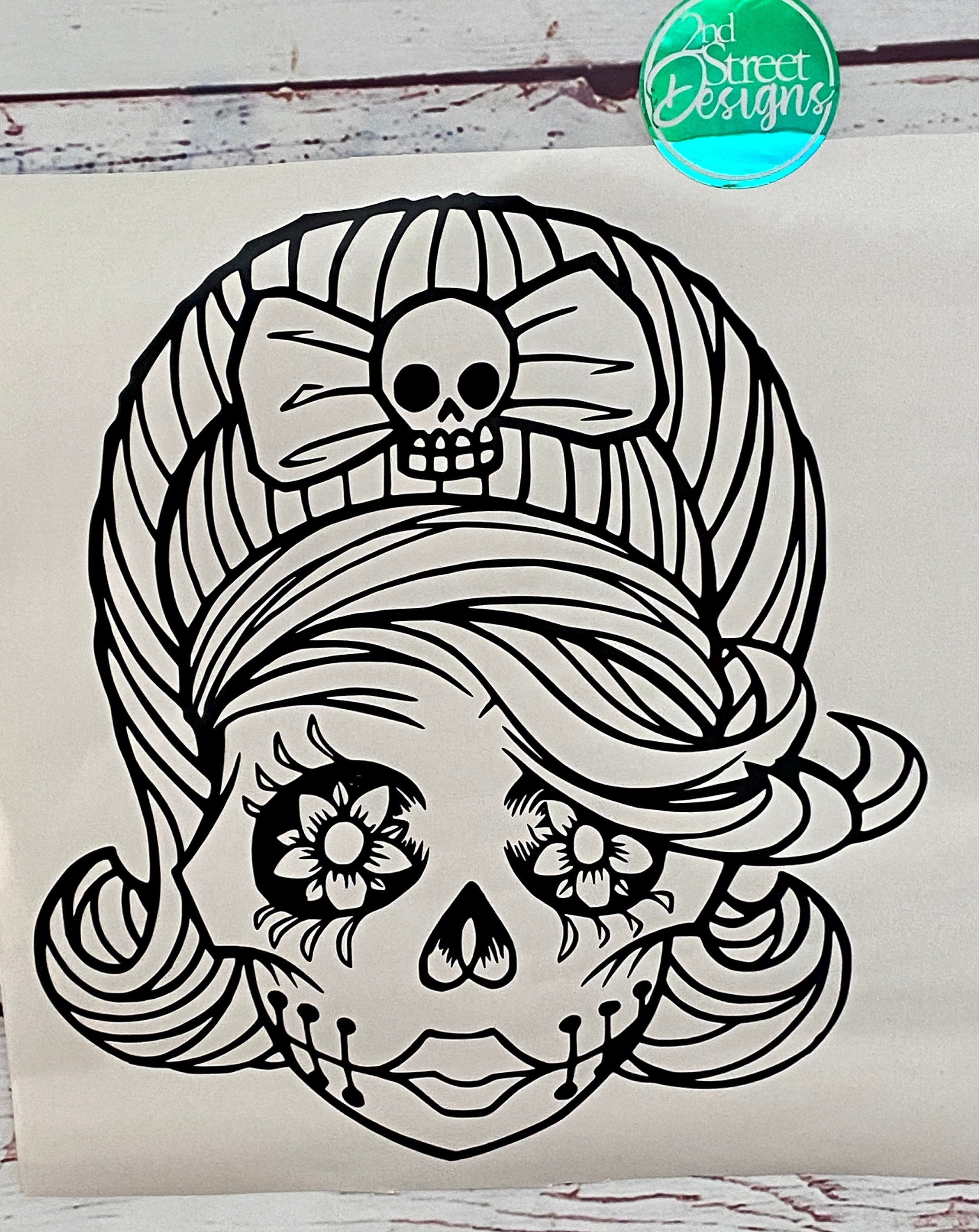 Rockabilly Sugar Skull Girl Vinyl Decal Sugar Skull Car - Etsy