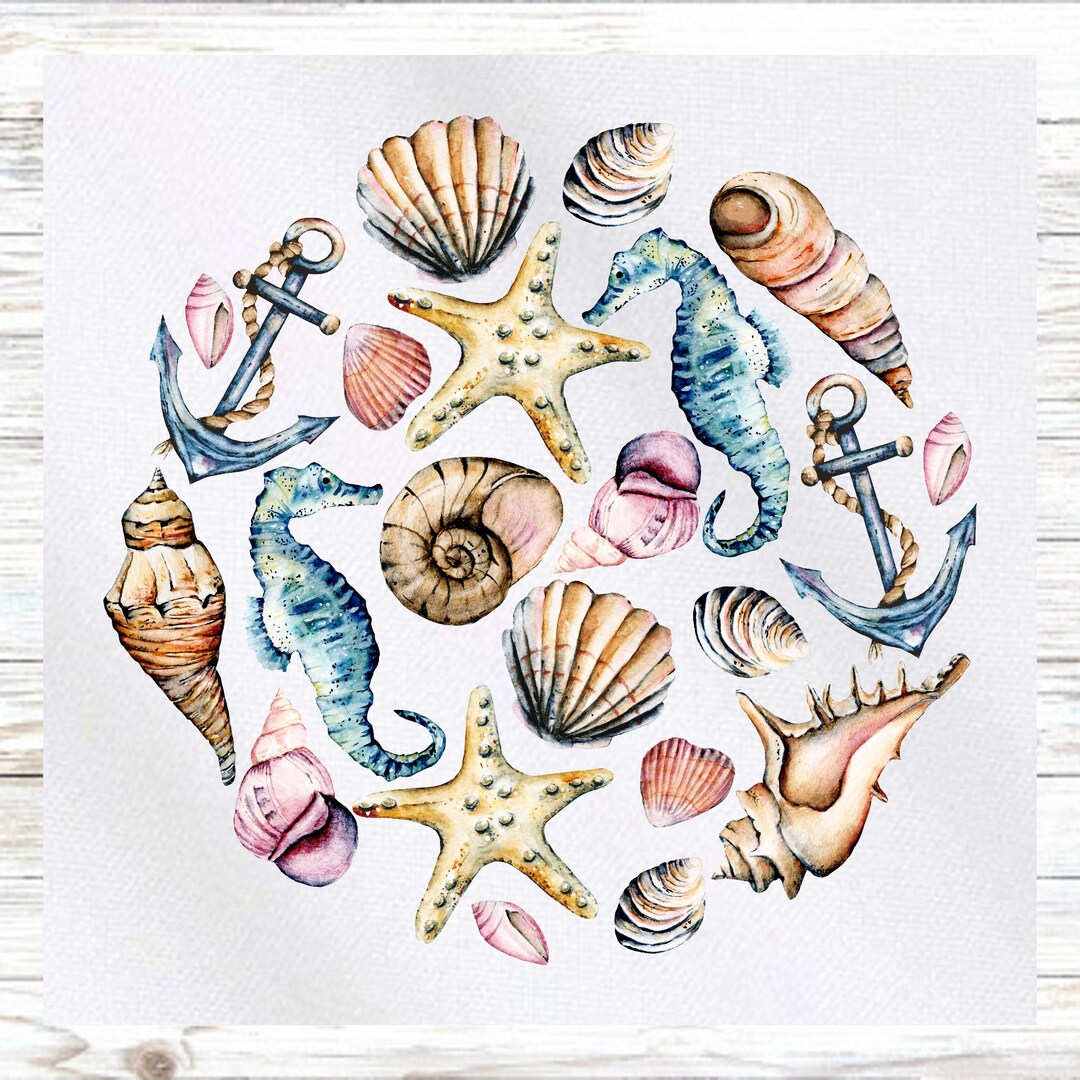 Beach Themed Fabric Panel - Seashells Fabric Panel- Quilt Panel ...