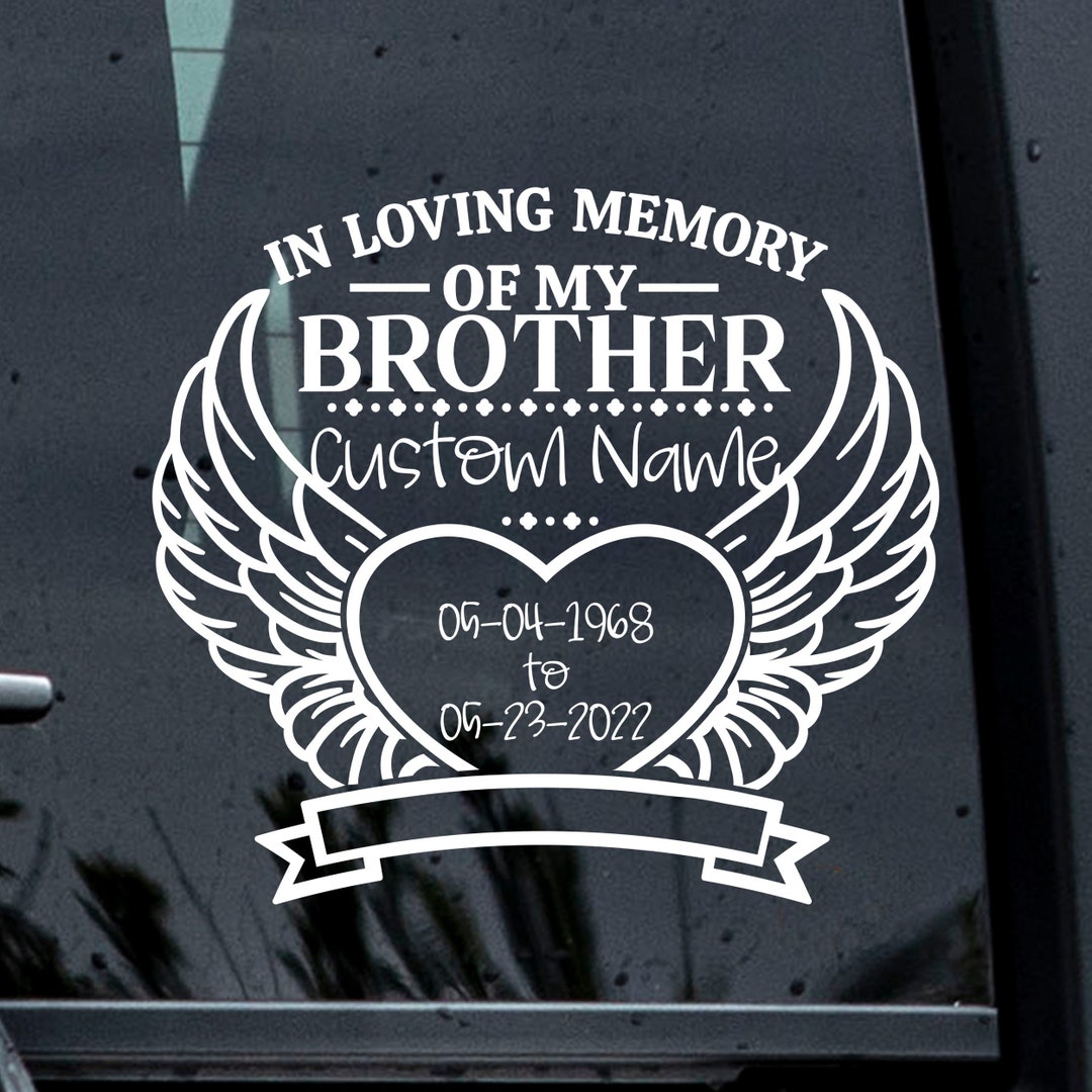 In Loving Memory of My Brother Bereavement Car Decal, Angels Wings ...