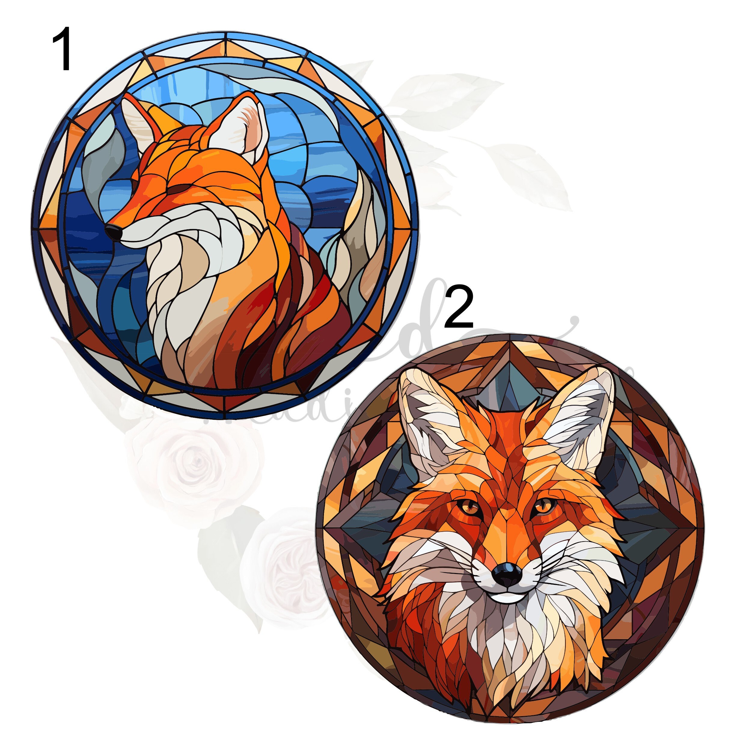 Wreath Sign, Stained Glass Look Fox Wreath Sign, Fox Wreath Sign, Round ...
