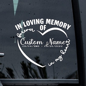 Memorial Car Decal, Bereavement Car Decal, in Loving Memory Memorial ...