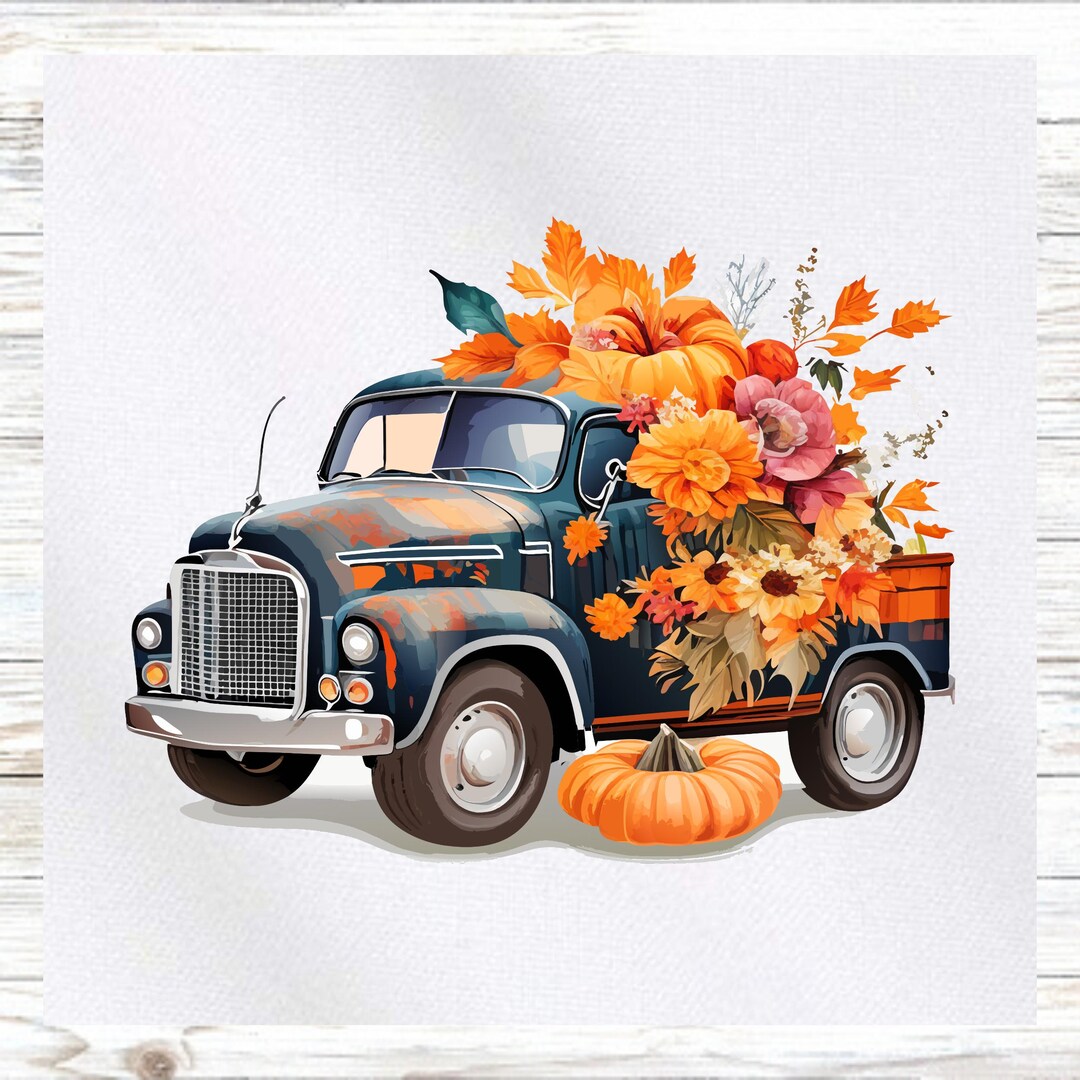 Fall Fabric Panel - Fall Old Truck Fabric Panel - Quilt Panel ...