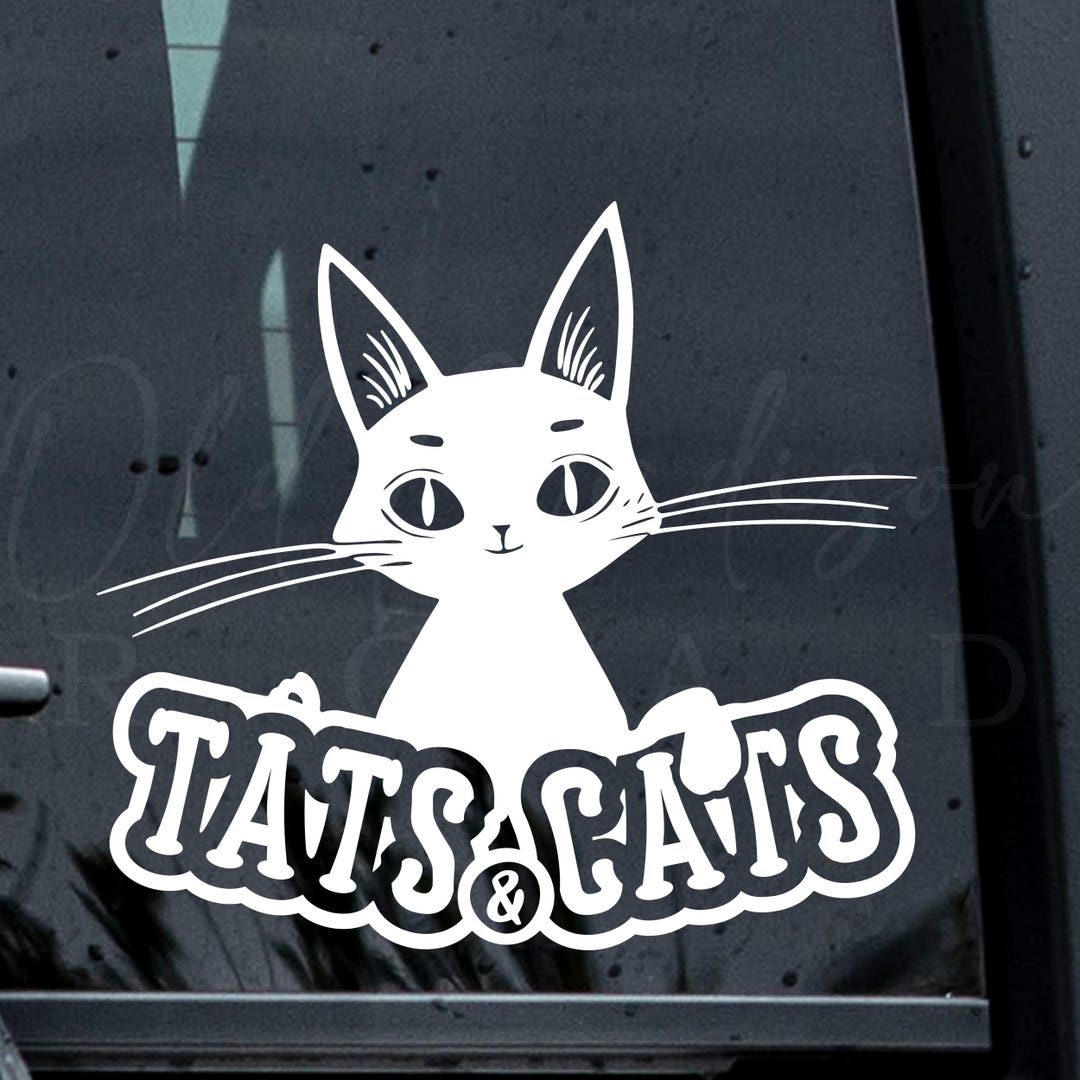 Tats and Cats Decal - Cat Sticker - Cat Lover Vinyl Decal - Window ...