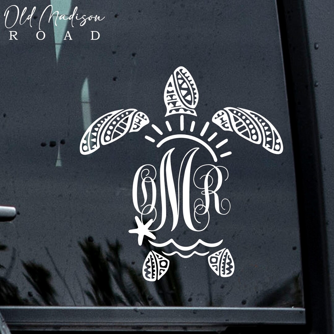 Custom Monogram Sea Turtle Decal - Custom Monogram Decal - Sea Turtle ...