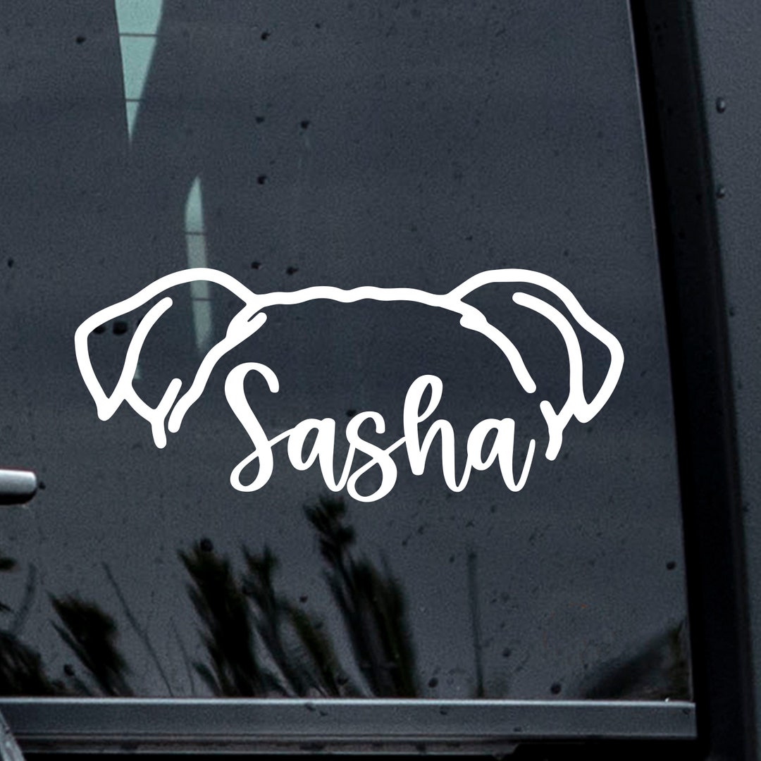 Custom Bulldog Name Decal, Bulldog Ears Custom Dog Name Decal, Name ...