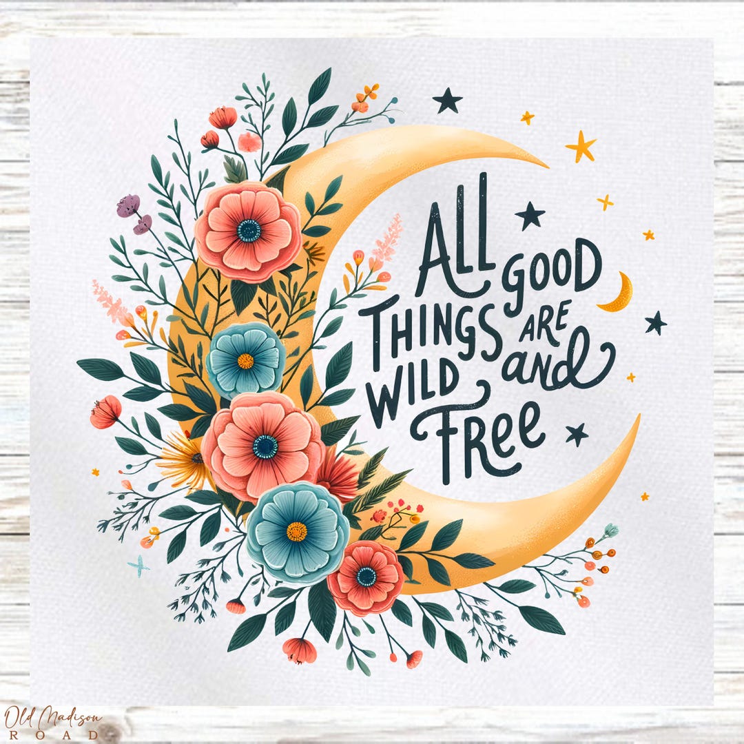 Floral Crescent Moon Fabric Panel - Moon Fabric Panel - Quilt Panel ...