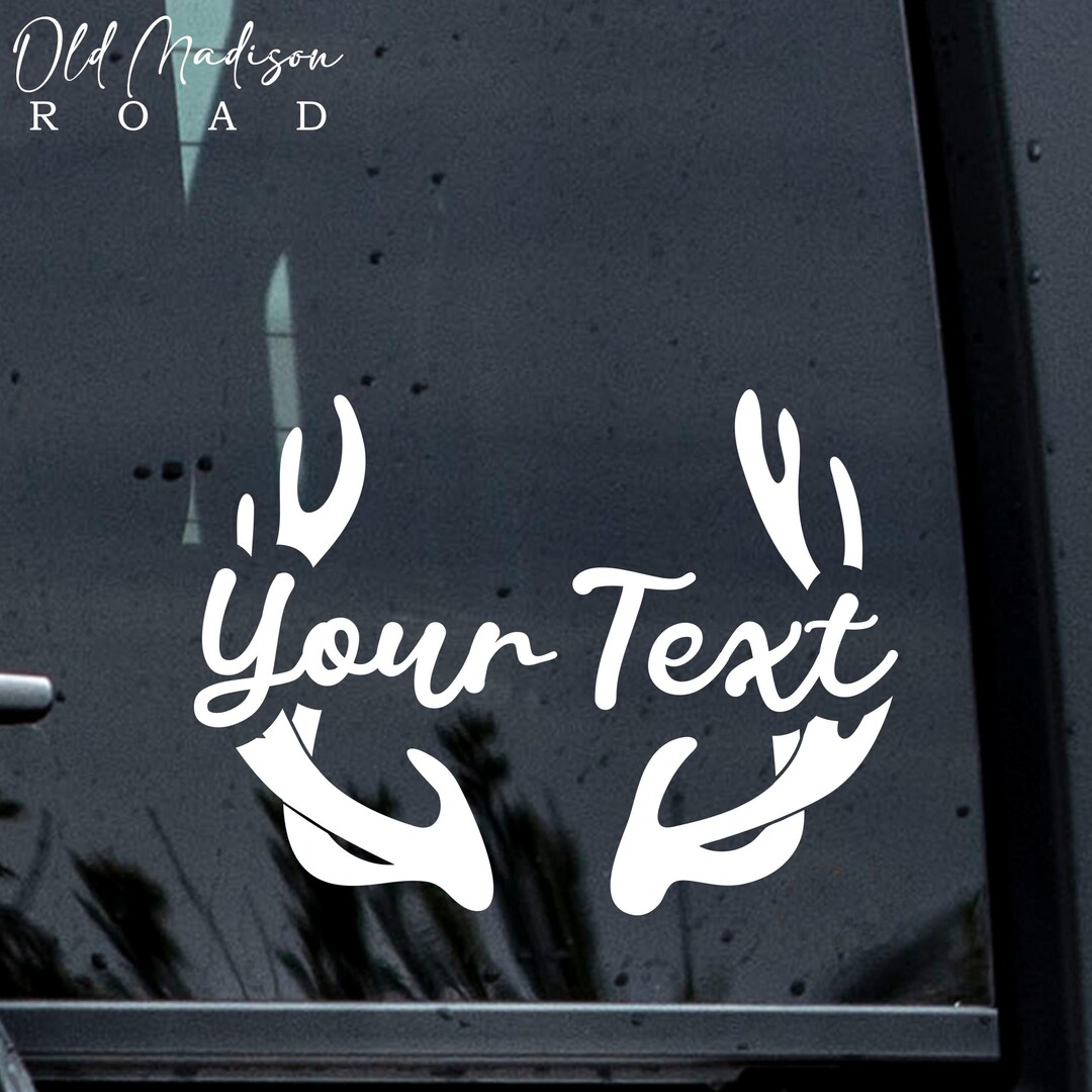 Custom Name Deer Antler Decal, Custom Name Decal, Deer Antler Name Decal, Name Decal for Water ...