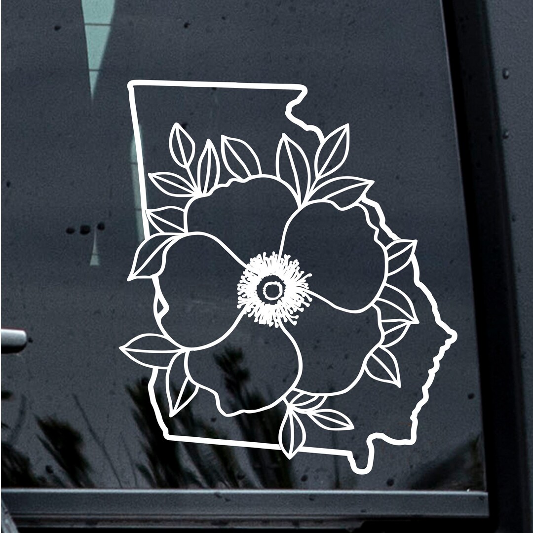 Georgia State Decal, Georgia Floral Decal, Georgia Outline Decal ...