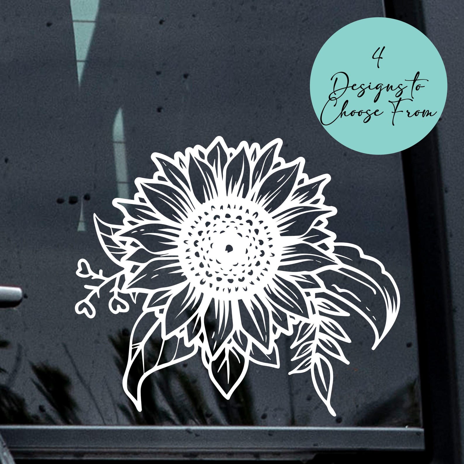 Sunflower Decal, Sunflower Car Decal, Sunflower, Simple Flower Decal ...