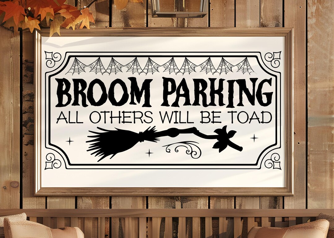 Broom Parking Decal Window Decal Halloween Door Decal DIY Sign Decal ...