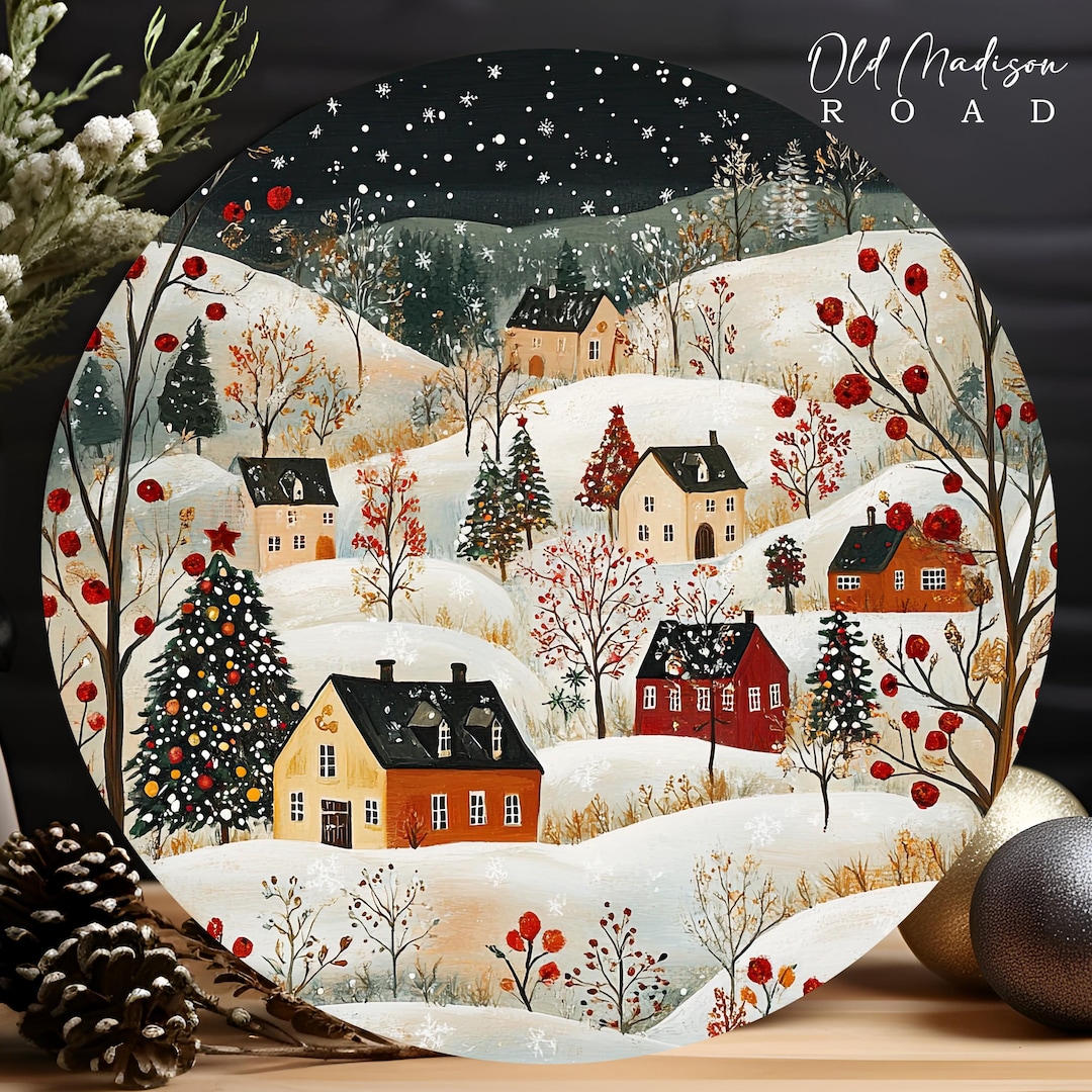 Christmas Wreath Sign Christmas Sign Folk Art Christmas Metal Sign ...