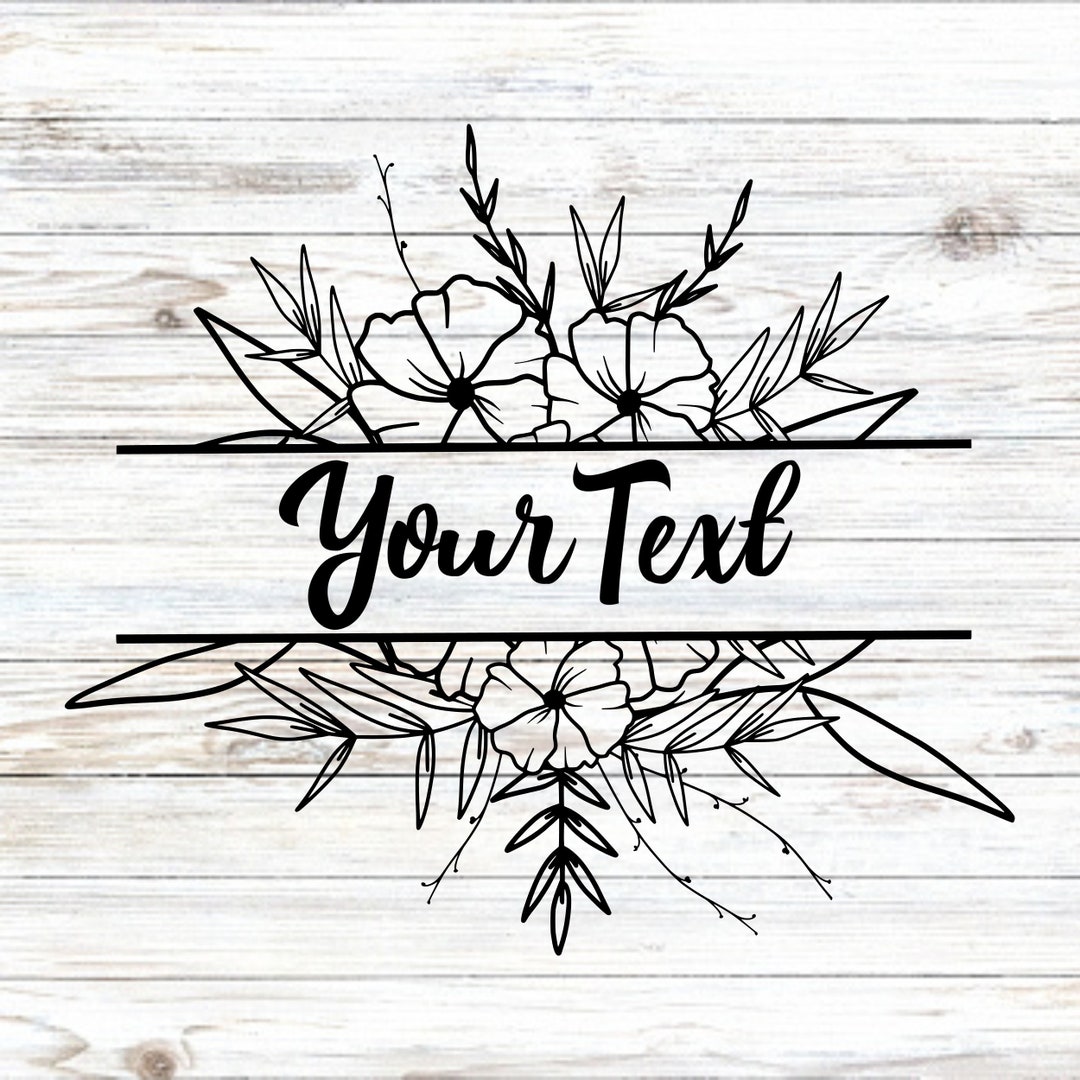 Floral Name Decal, Flower Border Personalized Car Decal, Name Decal ...