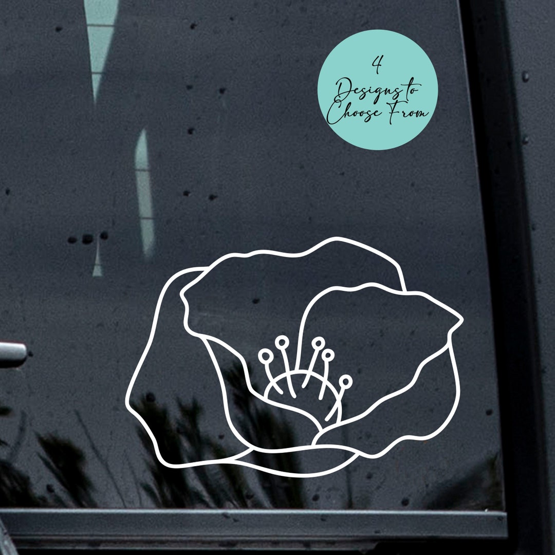 Poppy Decal Poppy Car Decal Poppy Simple Flower Decal Floral Decal ...