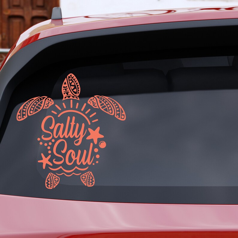 Salty Soul Decal Sea Turtle Vinyl Decal Sea Turtle Car - Etsy