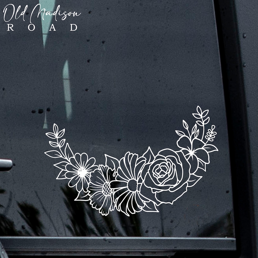 Floral Decal - Rose Car Decal - Cosmo Car Decal - Floral Swag - Floral ...