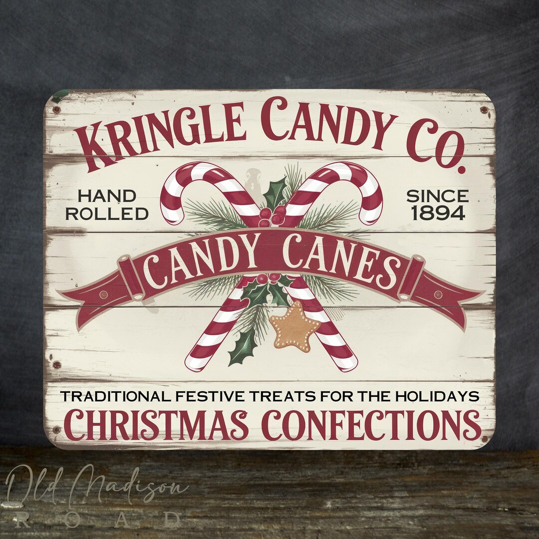 Christmas Sign - Kringle Candy Co Sign - Printed Sign - Christmas Metal ...