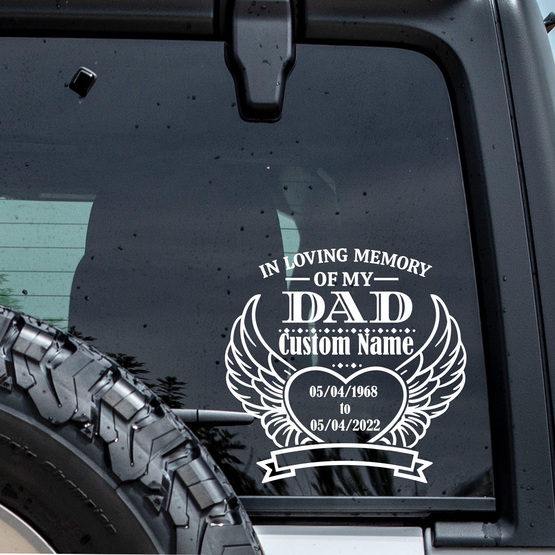 Dad Memorial Decal, Angel Wings Bereavement Car Decal, Angels Wings ...