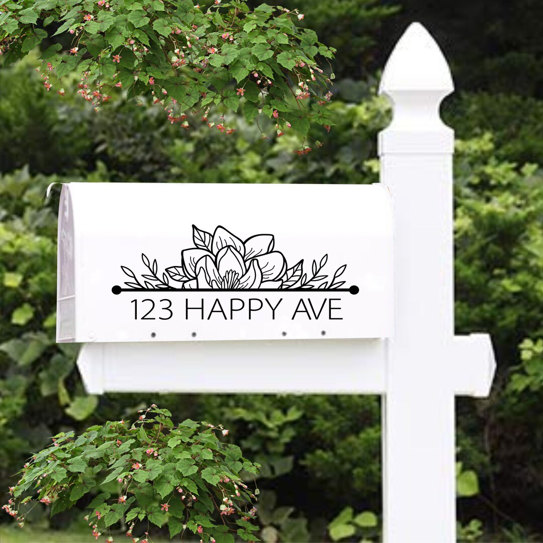 Personalized Mailbox Decal, Magnolia Border Mailbox Decal, Mailbox ...