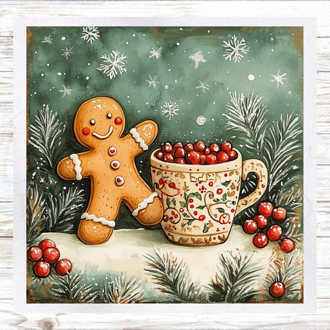 Christmas Fabric Panel - Gingerbread Man Fabric Panel - Quilt Panel ...