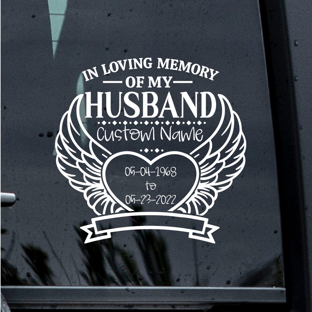 In Loving Memory of My Husband Bereavement Car Decal, Angels Wings ...