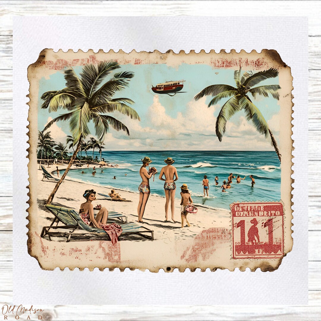 Beach Themed Fabric Panel - 50's Beach Fabric Panel-quilt Panel ...