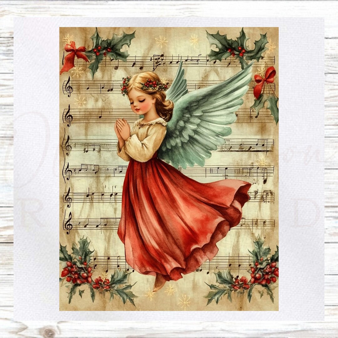 Christmas Fabric Panel - Vintage Christmas Angel Fabric Panel - Quilt ...