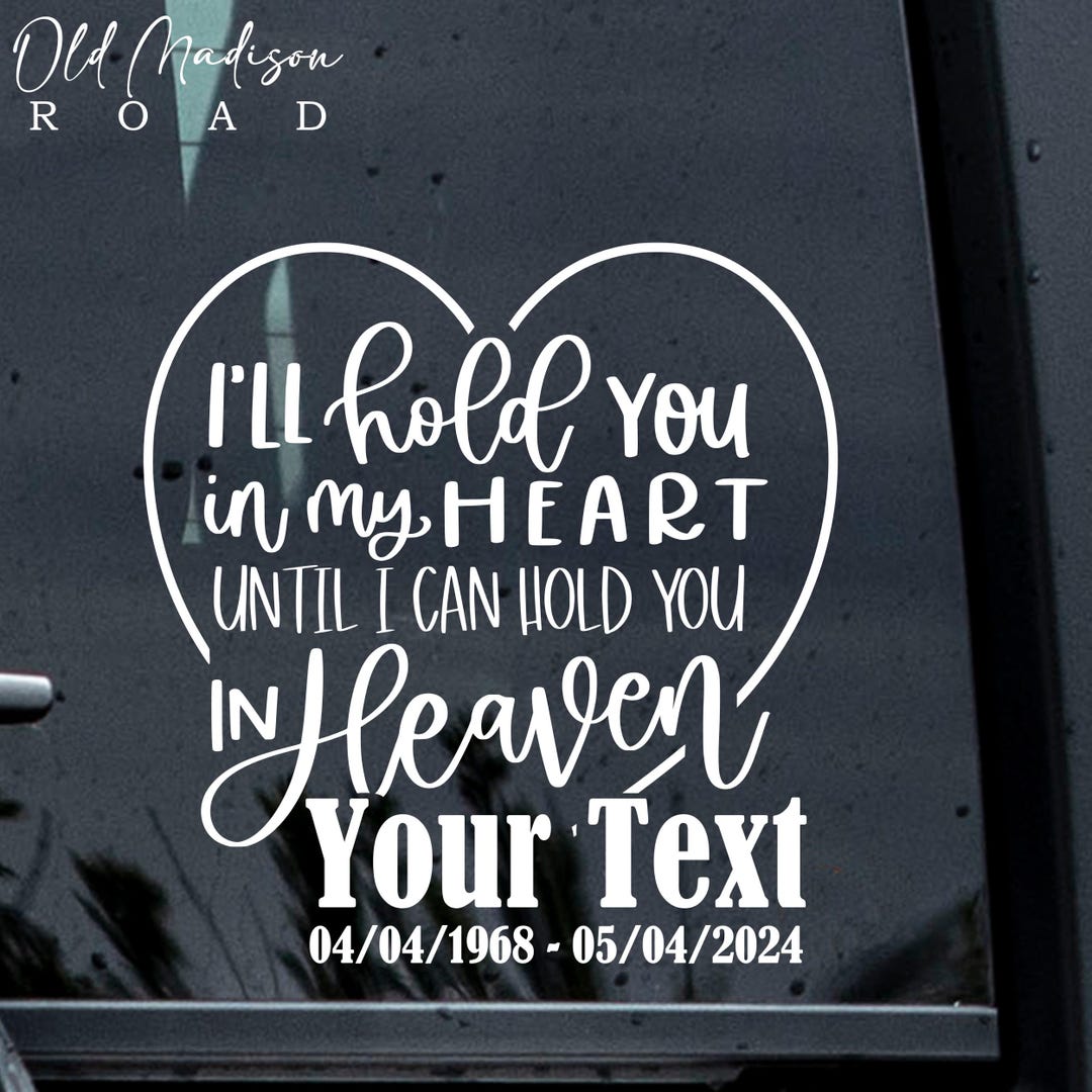 Memorial Car Decal - Bereavement Car Decal - Heart in Heaven Memorial ...