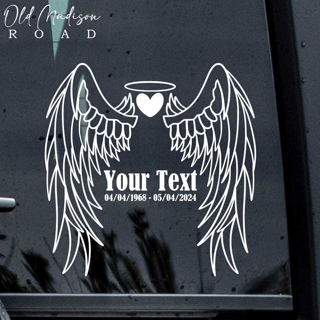 Angel Wings and Halo Bereavement Car Decal, Angels Wings Memorial Car ...