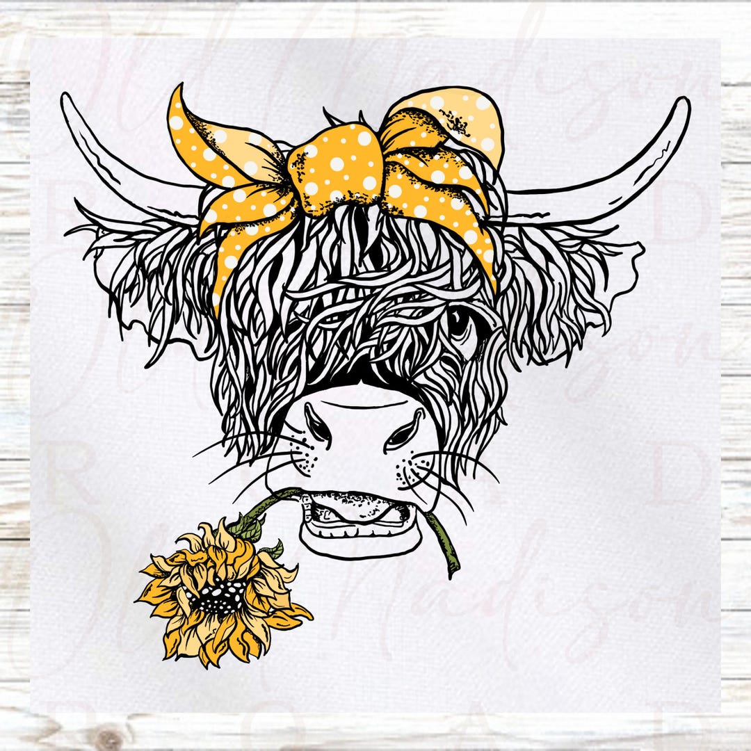 Highland Cow Fabric Panel - Cow With Bandana Fabric Panel-quilt Panel ...