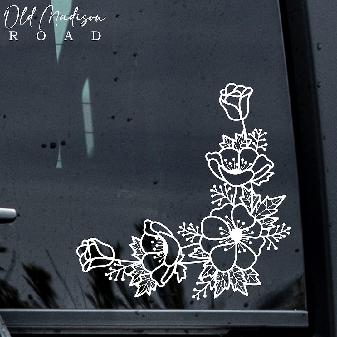Wildflower Decal - Wildflower Corner Decal - Flower Corner Border Car ...