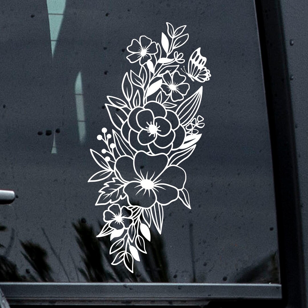 Wildflowers Decal - Wildflower Decal - Flower Border Car Decal - Floral ...