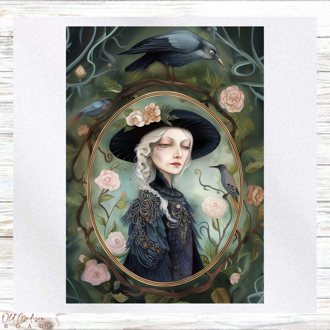 Dark Fantasy Fabric Panel - Folk Art Fabric Panel - Quilt Panel ...