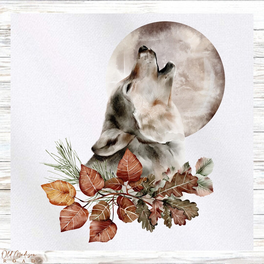 Wolf Fabric Panel - Full Moon Fabric Panel - Quilt Panel - Quilting ...