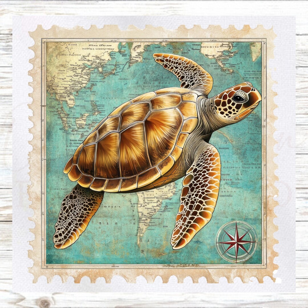 Sea Turtle Fabric Panel - Old Map Fabric Panel- Quilt Panel - Quilting ...