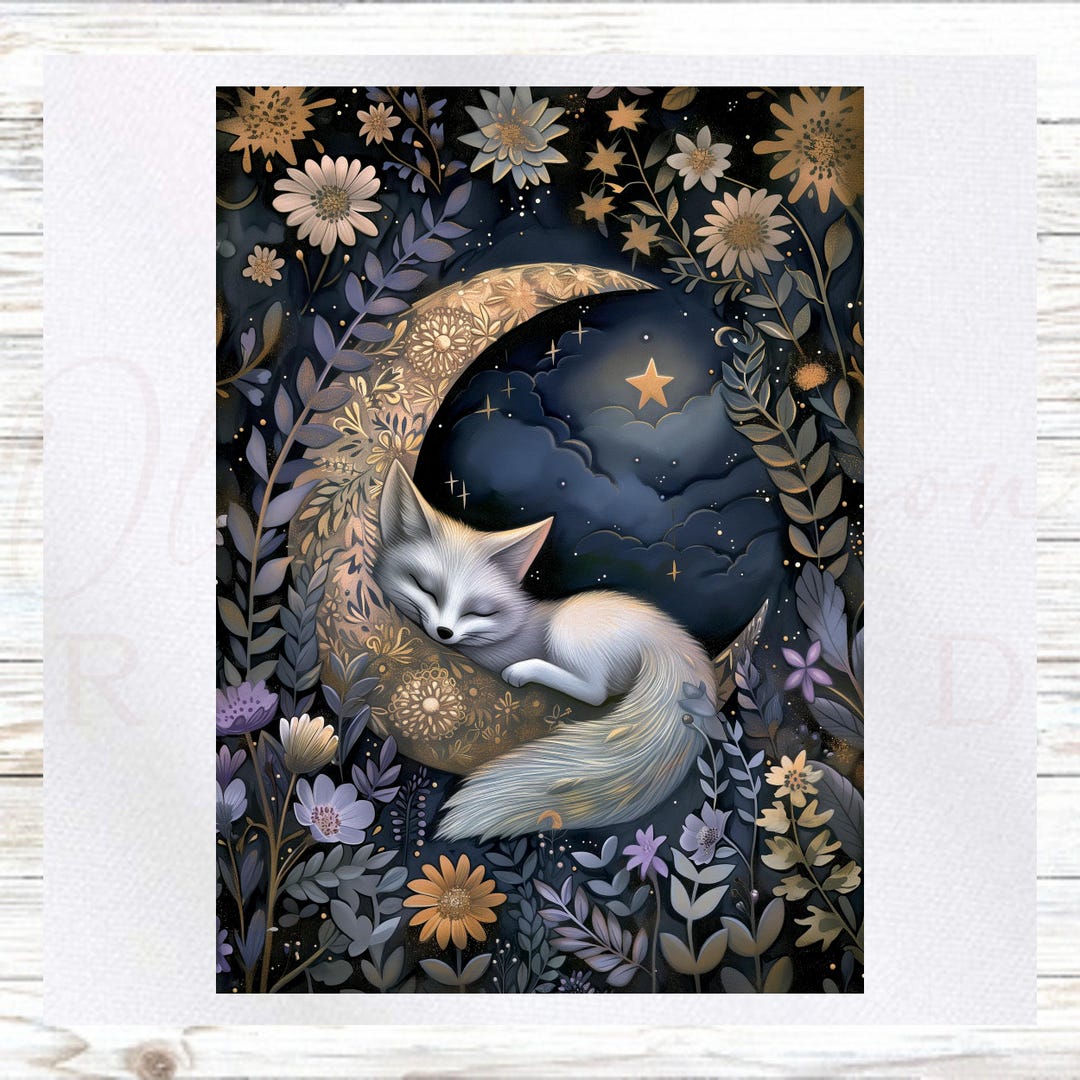 Floral Moon Fabric Panel - Fox Fabric Panel - Quilt Panel - Quilting ...