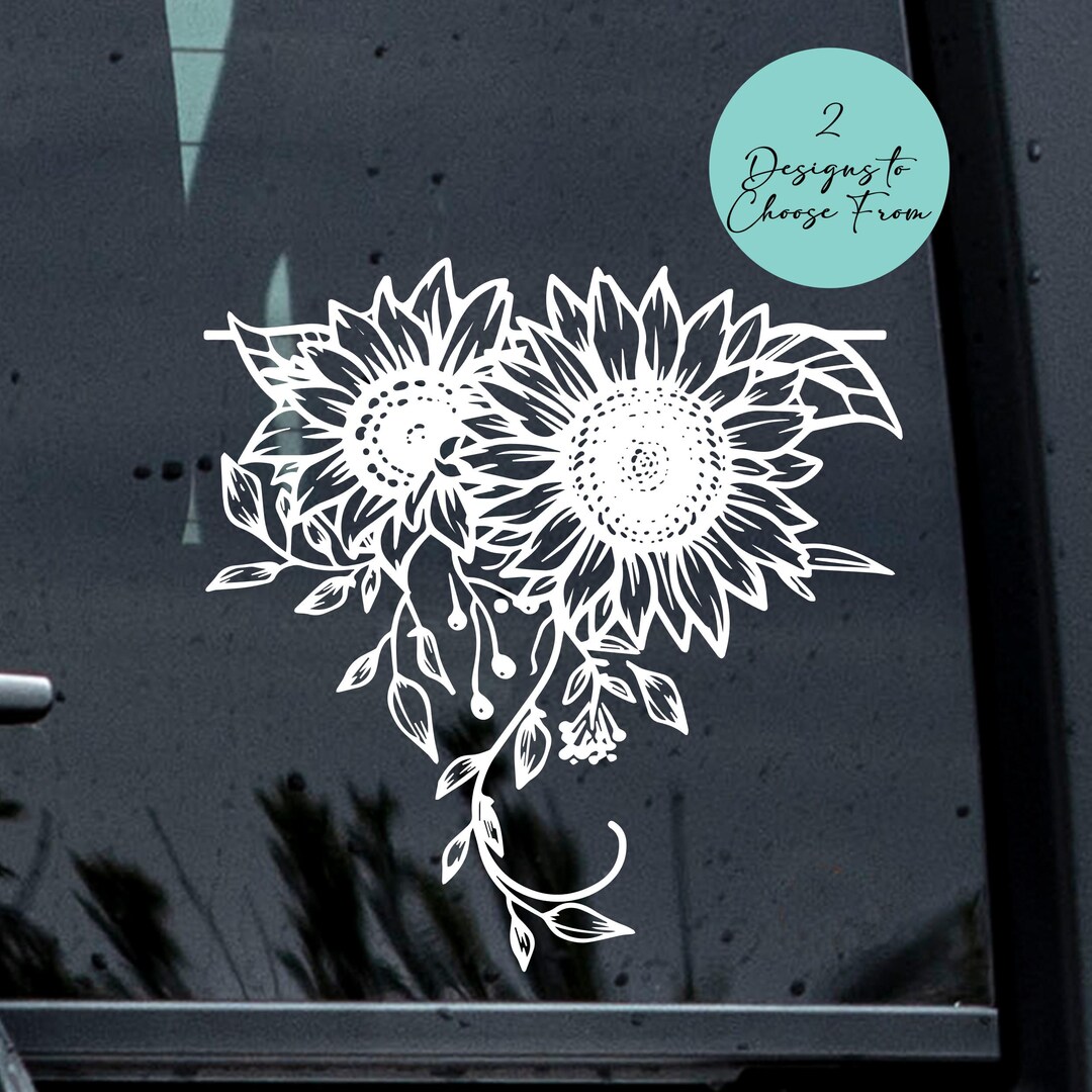 Sunflower Decal, Sunflower Car Decal, Sunflower, Simple Flower Decal ...